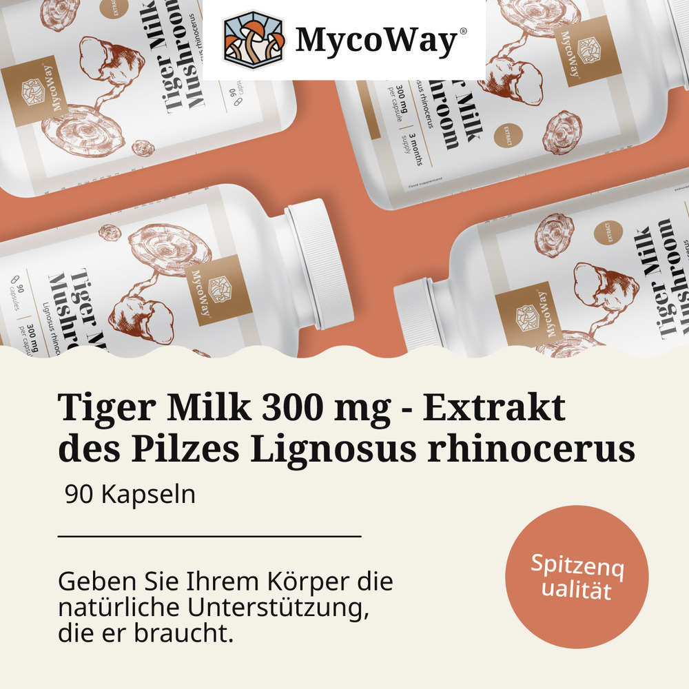 Tiger Milk 300 mg - Extrakt des Pilzes Lignosus rhinocerus, 90 Kapseln ...